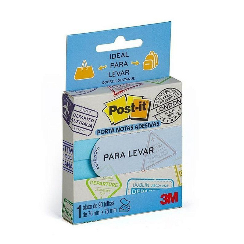 Bloco de notas adesivas post-it azul 90fls 76x76mm 3M | Shopee Brasil