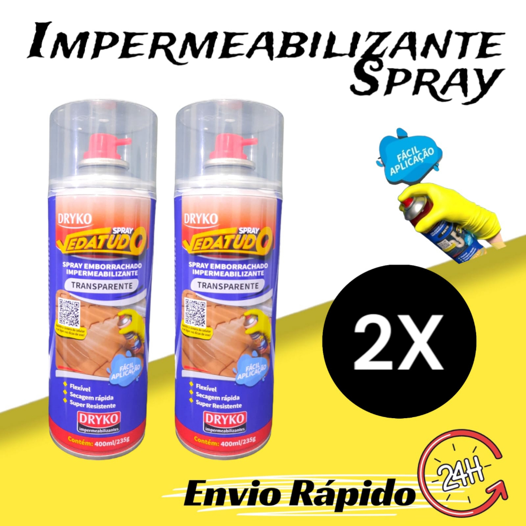 Kit 2 Spray Emborrachado Manta Vedatudo Transparente Vazamentos De Agua ...