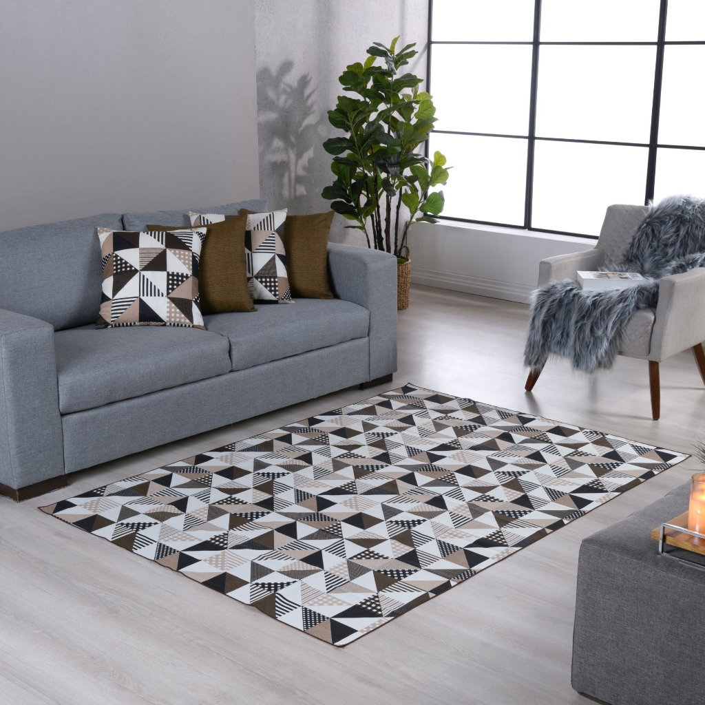 Tapete Geometrico PVC Emborrachado Para Sala 2m X 1,40m Casa Decorada ...