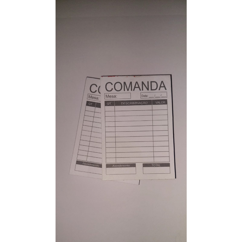 Kit Combo 5 Blocos de Comanda c/ 100 Folhas para Lanchonete, Barzinho, Restaurante | Shopee Brasil