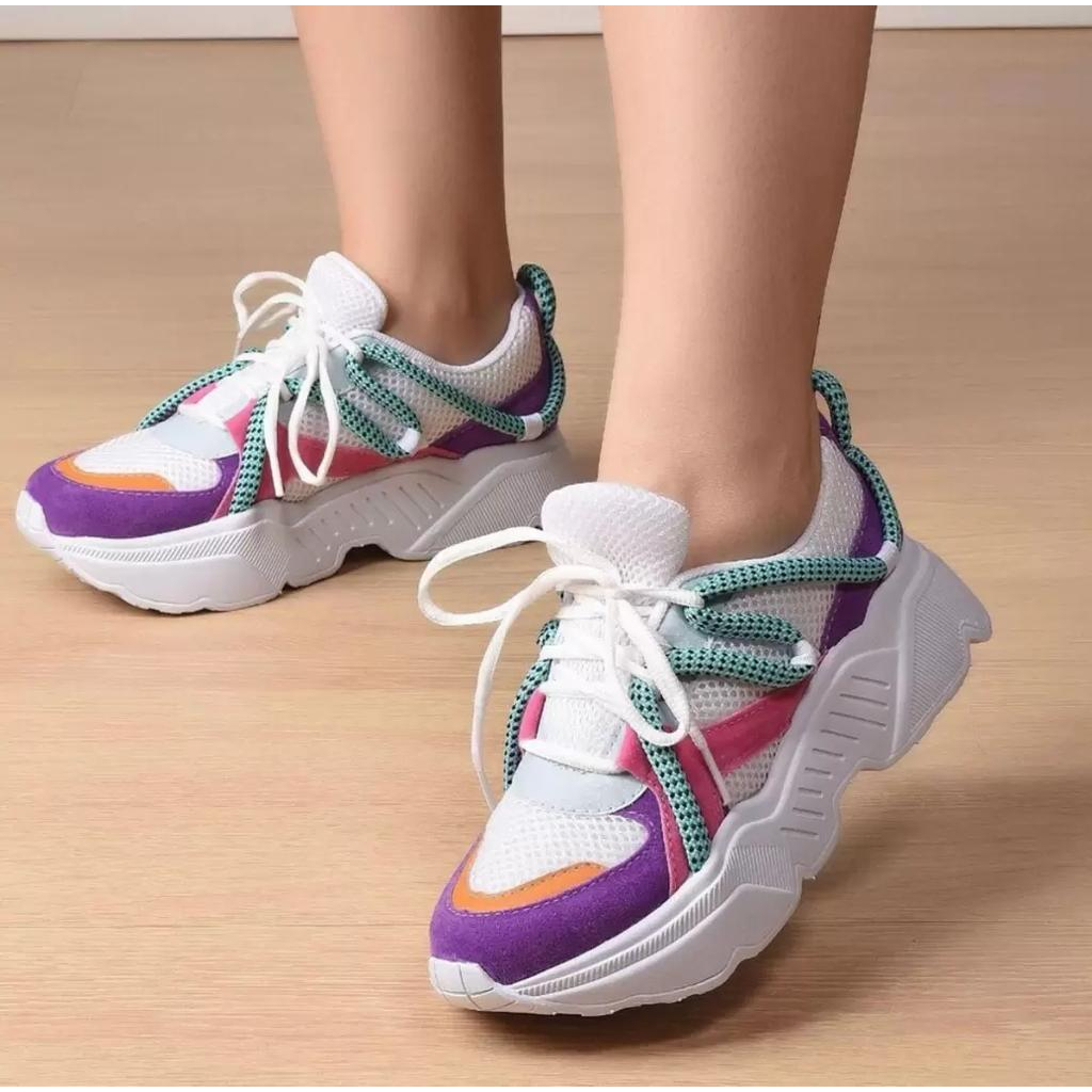 Tênis Feminino Chunky Sneaker Colorido Virginia | Shopee Brasil