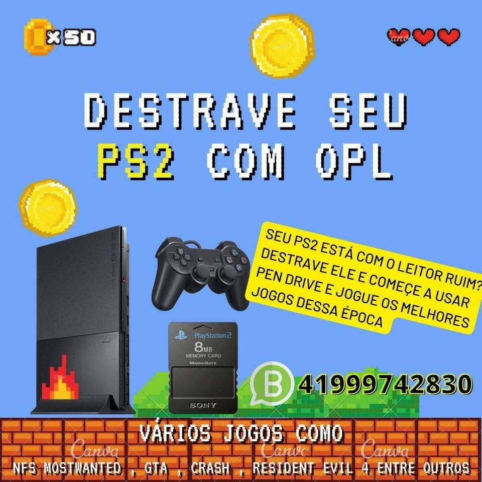 Kit Opl Para Ps2 Playstation2 Memory Card + Pendrive 64 Gb | Shopee Brasil
