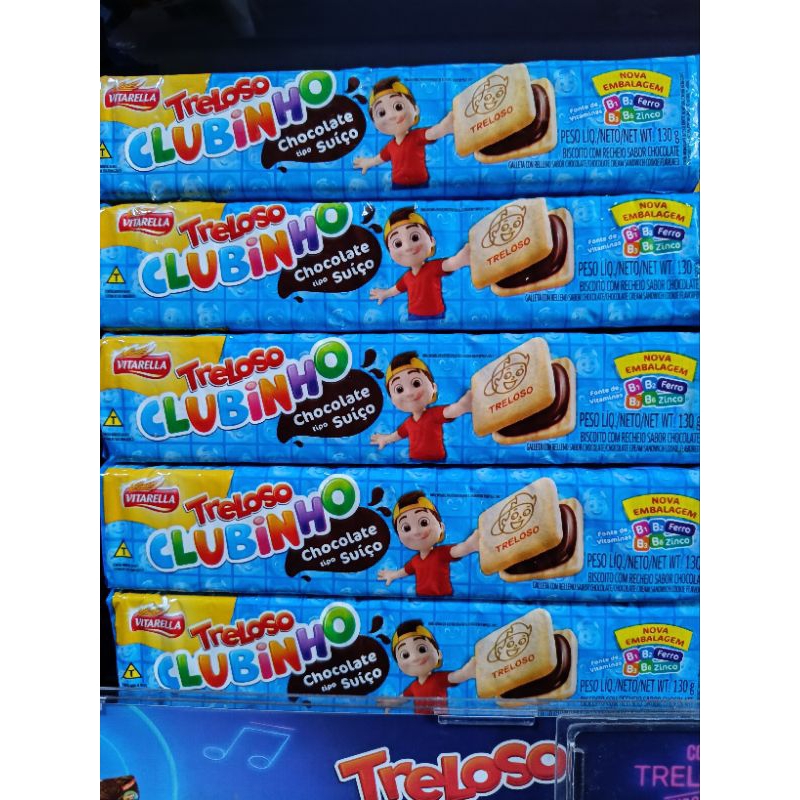 6 Pacotes de Biscoito Clubinho Treloso Sabor Chocolate - 130g | Shopee ...