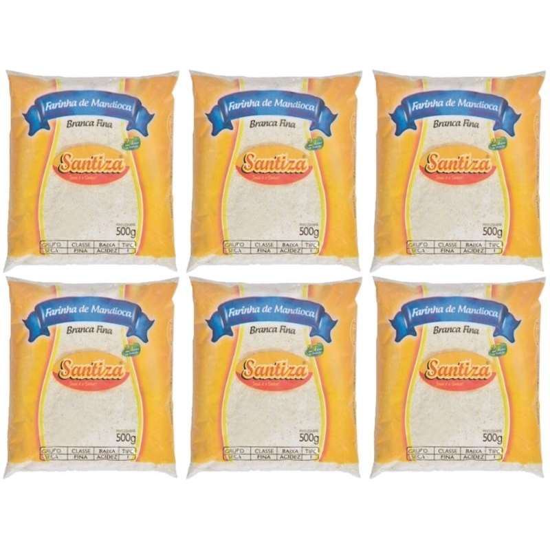 Farinha de Mandioca Fina Santiza 500g Tipo 1 - 06 unidades | Shopee Brasil