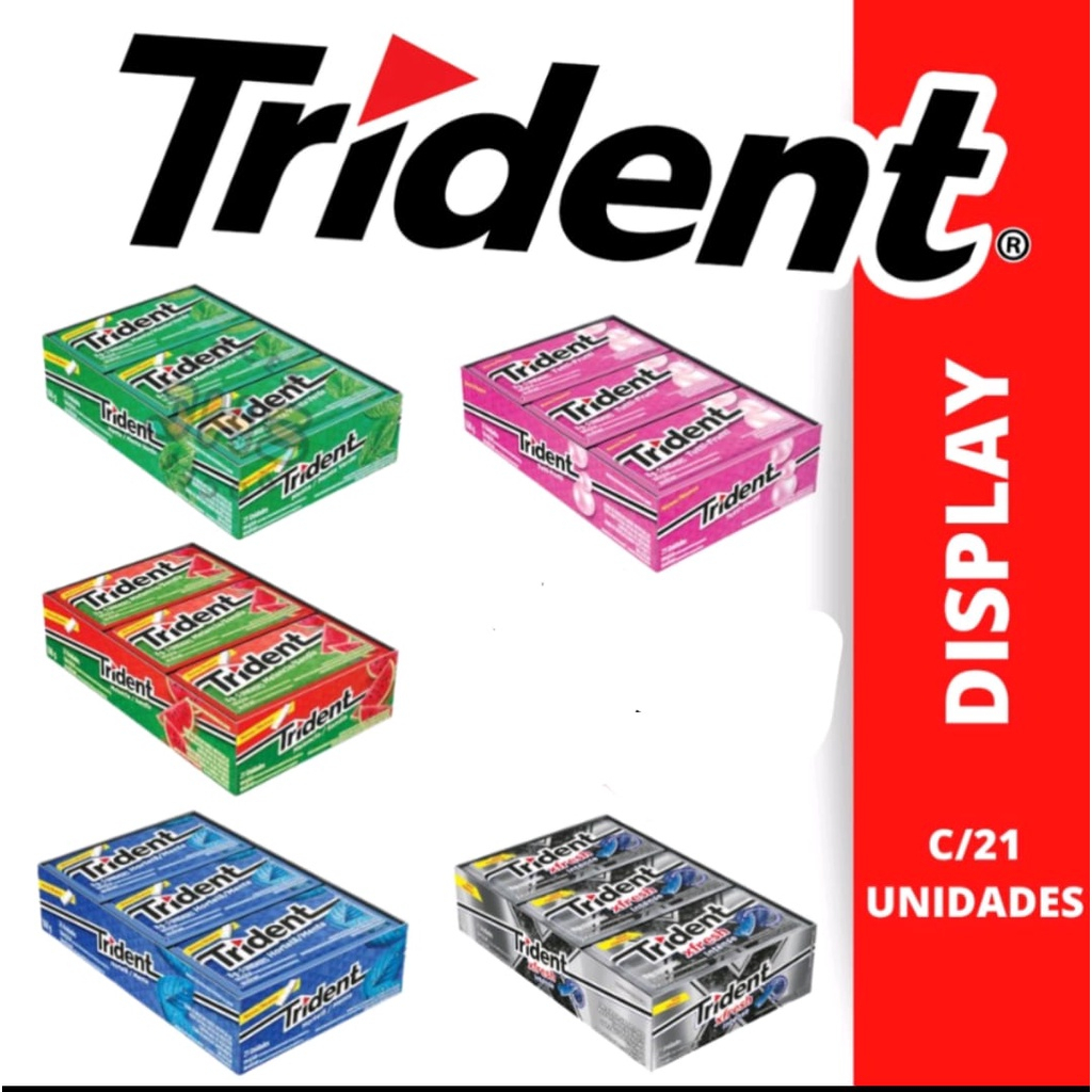 Display Trident com 21 unidade de 8g ( Escolha o Sabor ) | Shopee Brasil