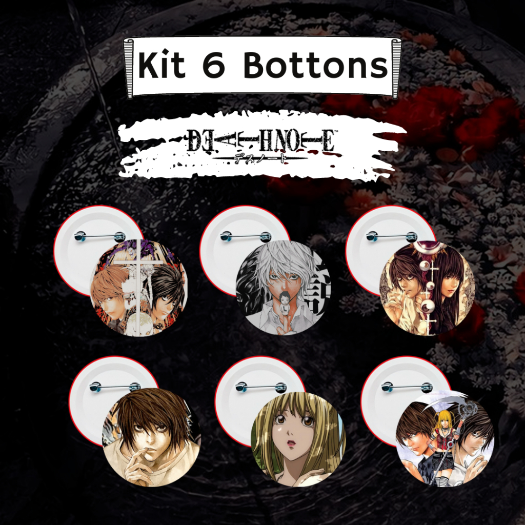 Kit de 6 Bottons - Botons personalizados do Anime - Death Note ...