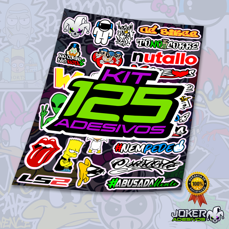 Kit 125 Adesivos Cartela em Vinil para Bicicleta, Bike, Moto, Carro, Capacete, Adesivo Variados ...
