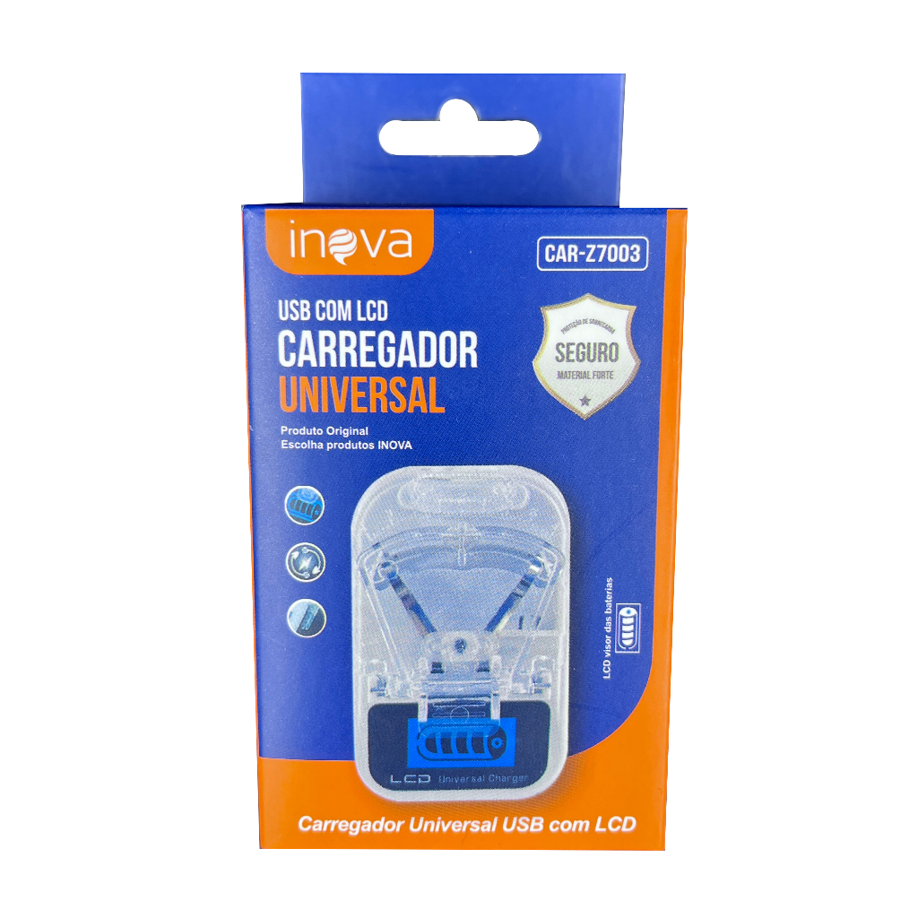 Kit 3 Carregador De Bateria Universal Com Usb E Tela De Lcd Inova ...