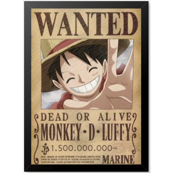 Quadro C/ Moldura One Piece - Cartaz de Procurado Luffy | Shopee Brasil