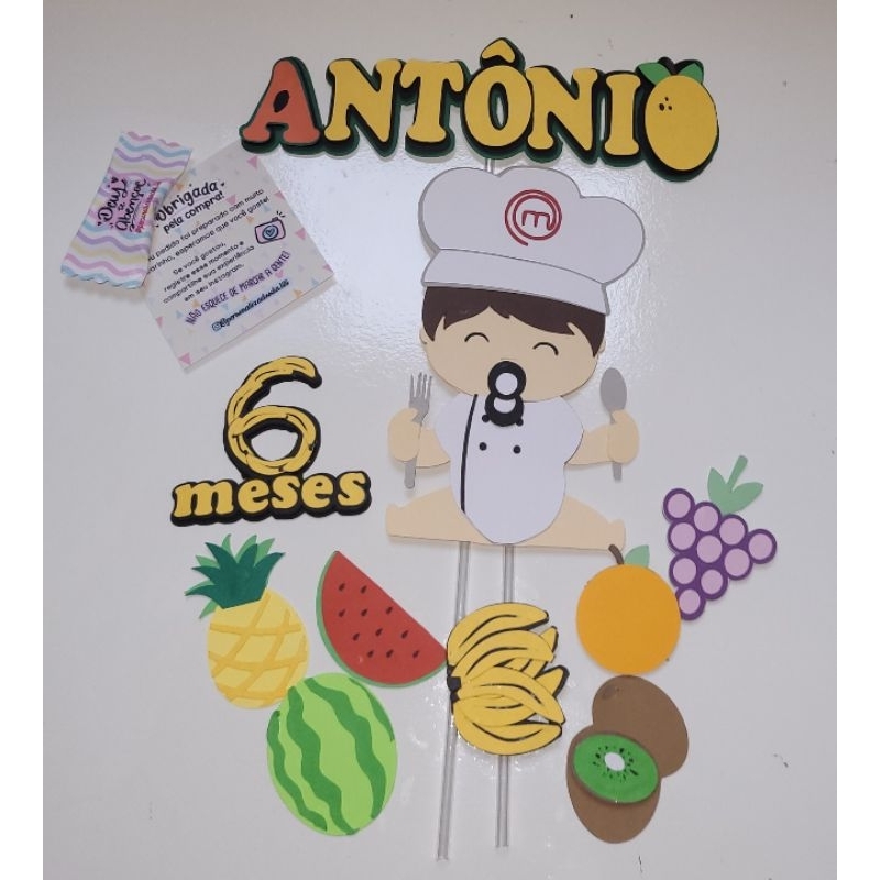 topo de bolo introdução alimentar menino | Shopee Brasil