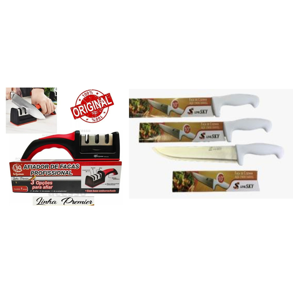 kit Amolador Afiador+Faca de 10 polegadas | Shopee Brasil