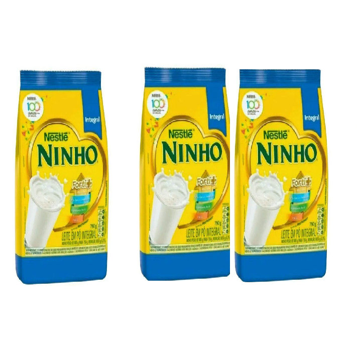 KIT C/3 Leite Ninho Integral Sachê 750G - Nestlé | Shopee Brasil
