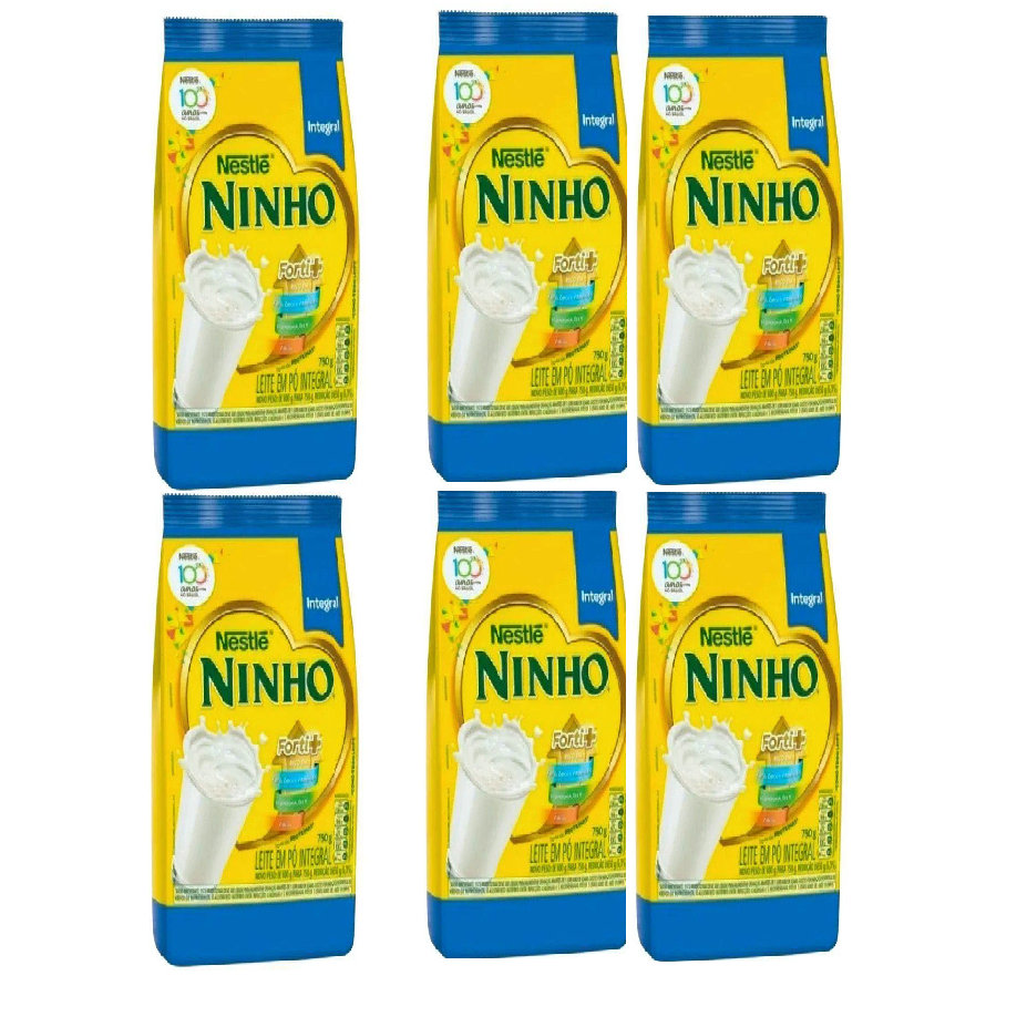 KIT C/6 Leite Ninho Integral Sachê 750G - Nestlé | Shopee Brasil