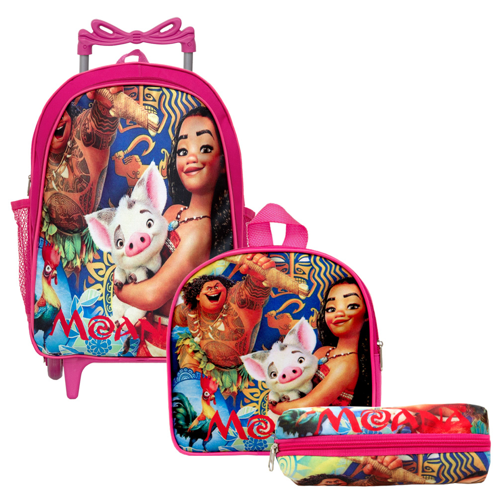 Mochila Escolar Moana Grande Rodinha Kit Lancheira+Estojo | Shopee Brasil