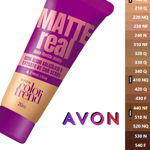 Avon Base líquida Matte Real á prova d´água Cor: 230 NF/ Antiga Bege ...