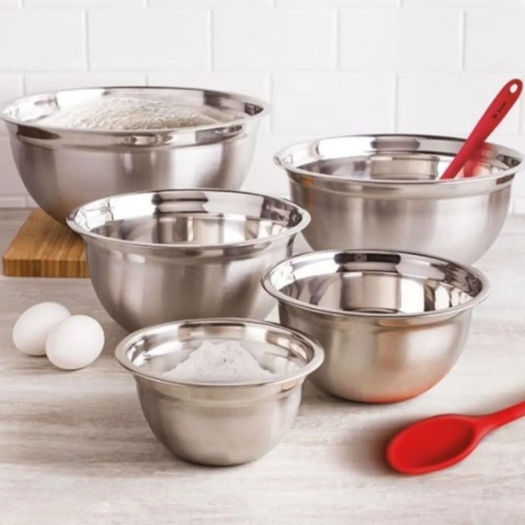 Kit 05 Bowls Bacias Tigela De Inox Saladeira Inox | Shopee Brasil