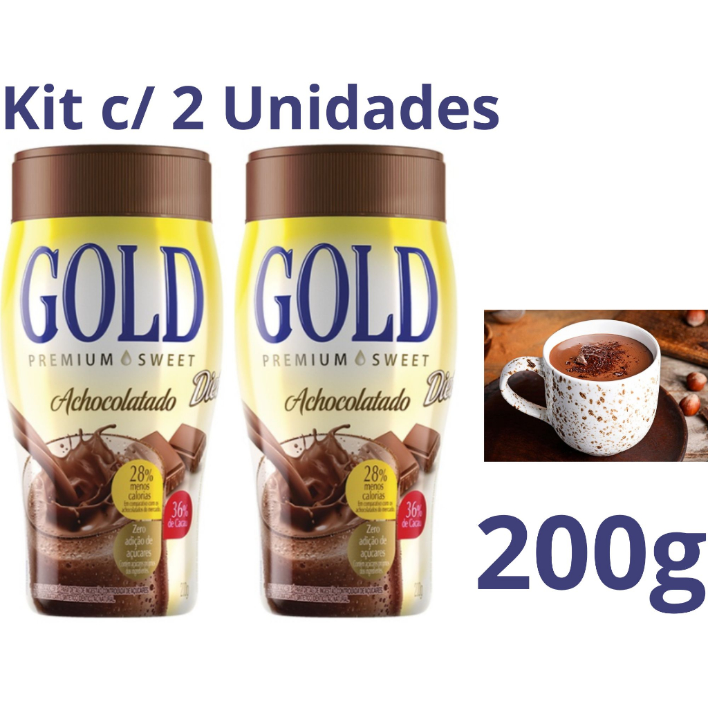 Achocolatado Gold Diet 200g - kit c/ 2 unid. Achocolatado Gold Premium ...