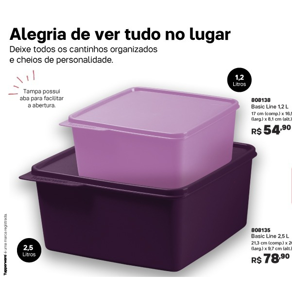 Tupperware Basic Line 1,2 litros +2,5 litros | Shopee Brasil