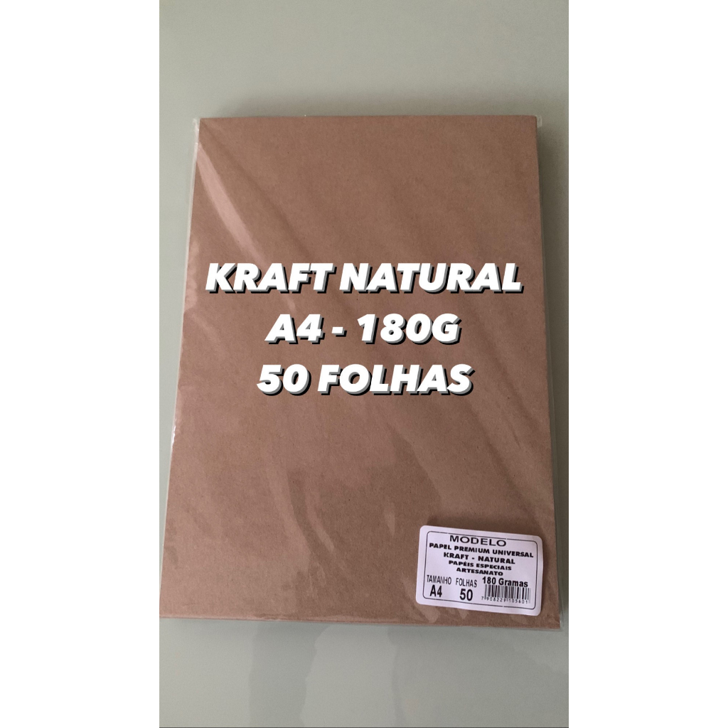 PAPEL KRAFT KLABIN NATURAL 180G A4 C/50 FOLHAS | Shopee Brasil