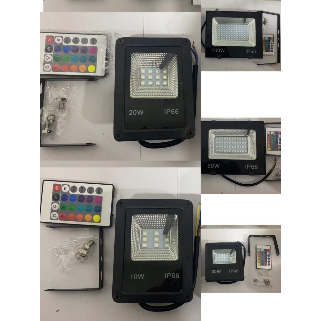 Refletor Holofote Led Rgb Com Controle Colorido 10w 20w 30w 50w 100w ip66 | Shopee Brasil