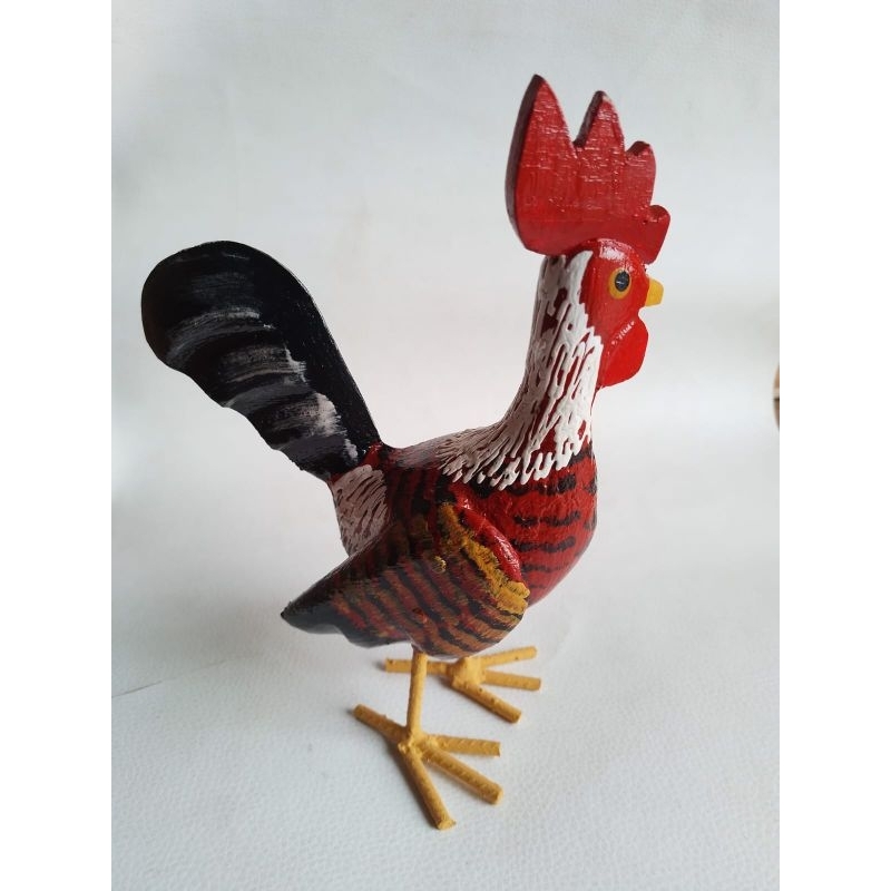 Escultura em Madeira Mini Galo Tipo Garnisé | Shopee Brasil