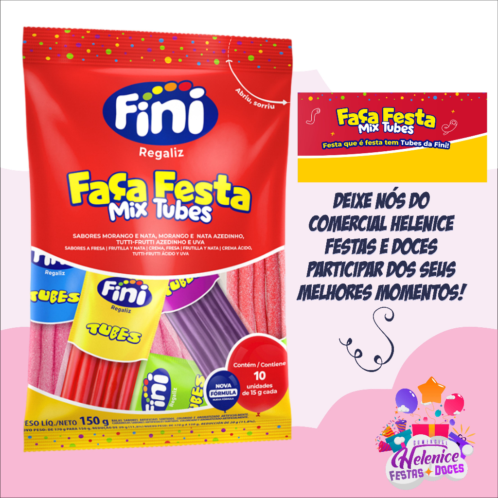 Balas Fini Festa Tubo Mix 10 Unidades De 15g Regaliz - Doces Festa ...