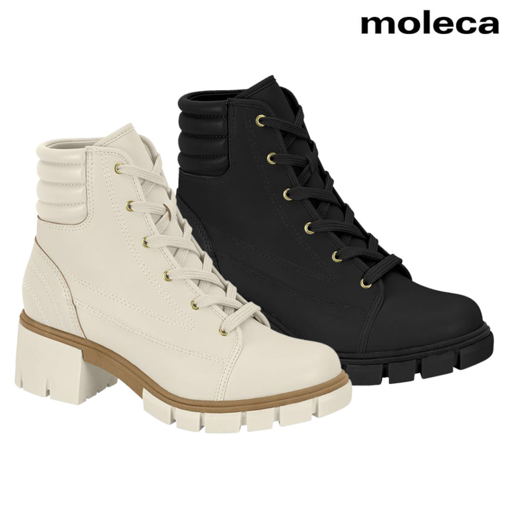 Bota Coturno Feminina Cano Curto Moleca Confortavel Com Salto Tratorado ...