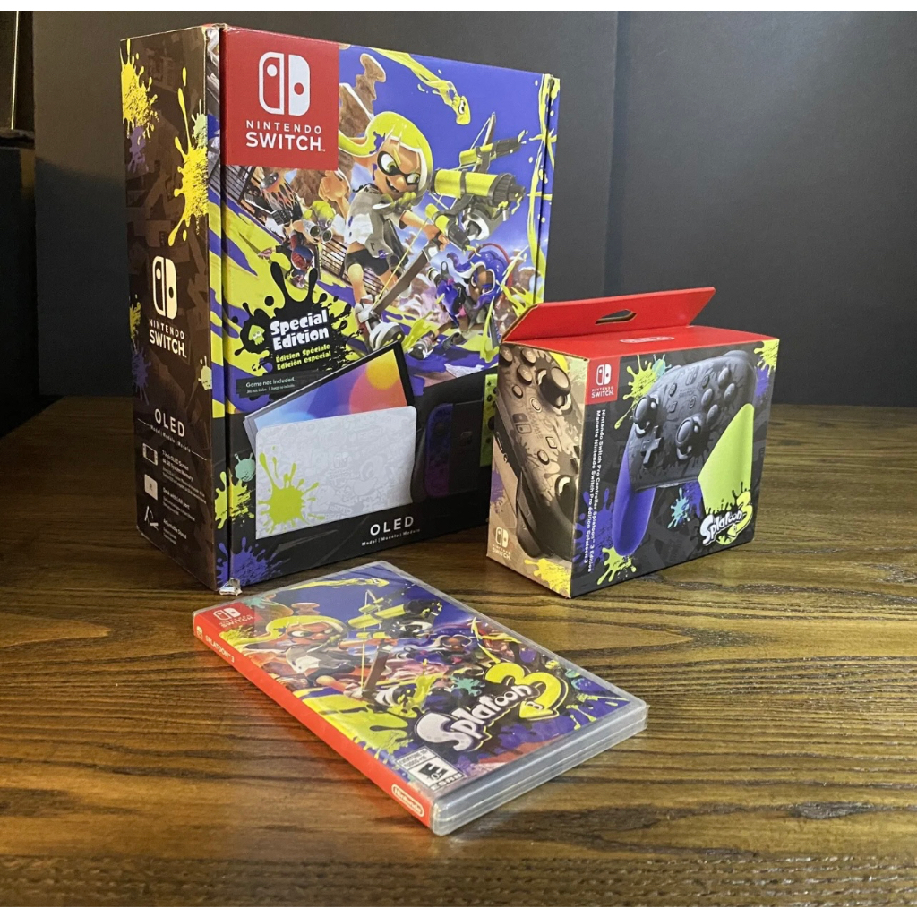 Nintendo Switch OLED Model Splatoon 3 Edition Console with Game + Pro ...