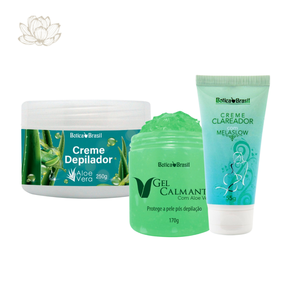 Kit Depilatório 3 Itens Creme Depilação Gel Calmante Pós Depilação ...