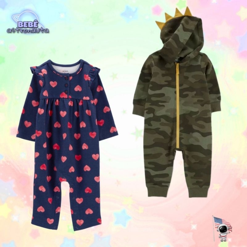 Macacão Carter's Jumpsuit Bebê Importado em Moletom | Shopee Brasil