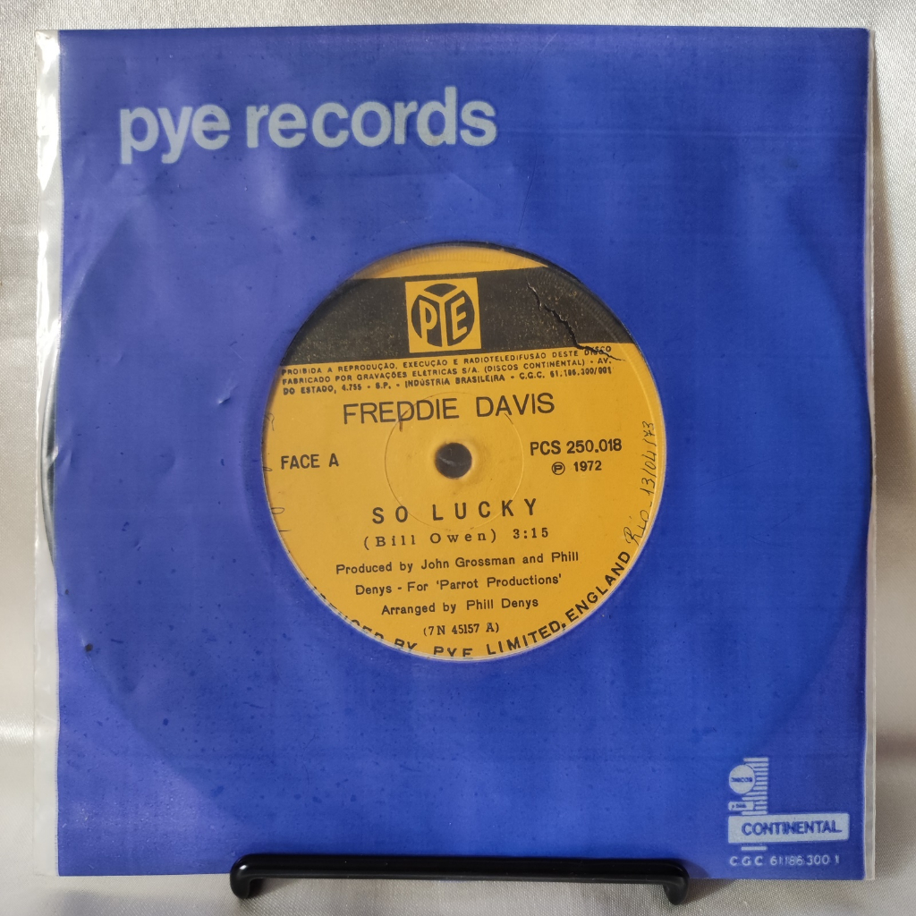 DISCO DE VINIL COMPACTO 7" - FREDDIE DAVIS – SO LUCKY / TAKE GOOD CARE ...