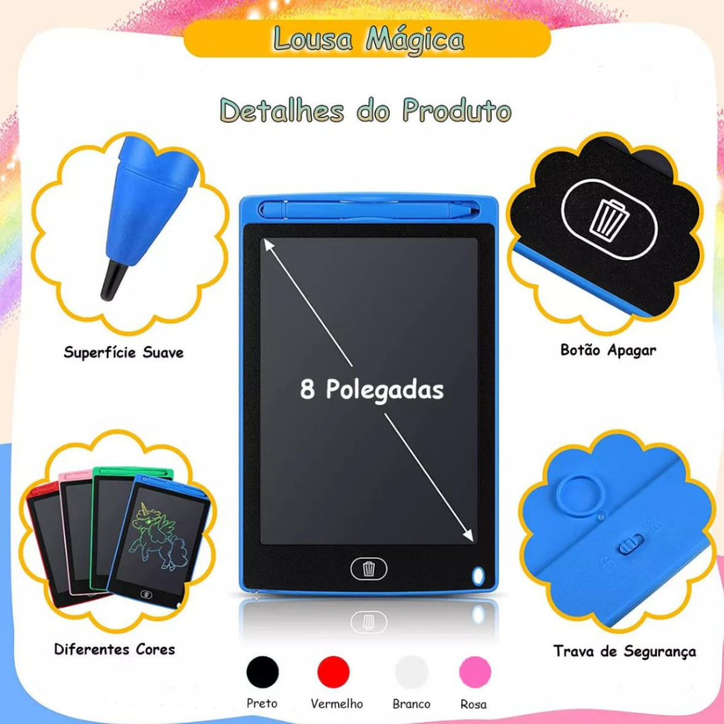 Lousa Mágica Tela Lcd 8.5 Polegadas Infantil De Escrever E Desenhar Tablet | Shopee Brasil