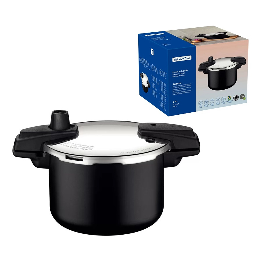 Panela De Pressão Preta Tramontina Arizona 4,5L | Shopee Brasil