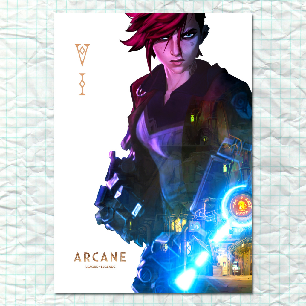 Poster Arcane League of Legends LOL A4 Adesivo Material Escolar Caderno ...