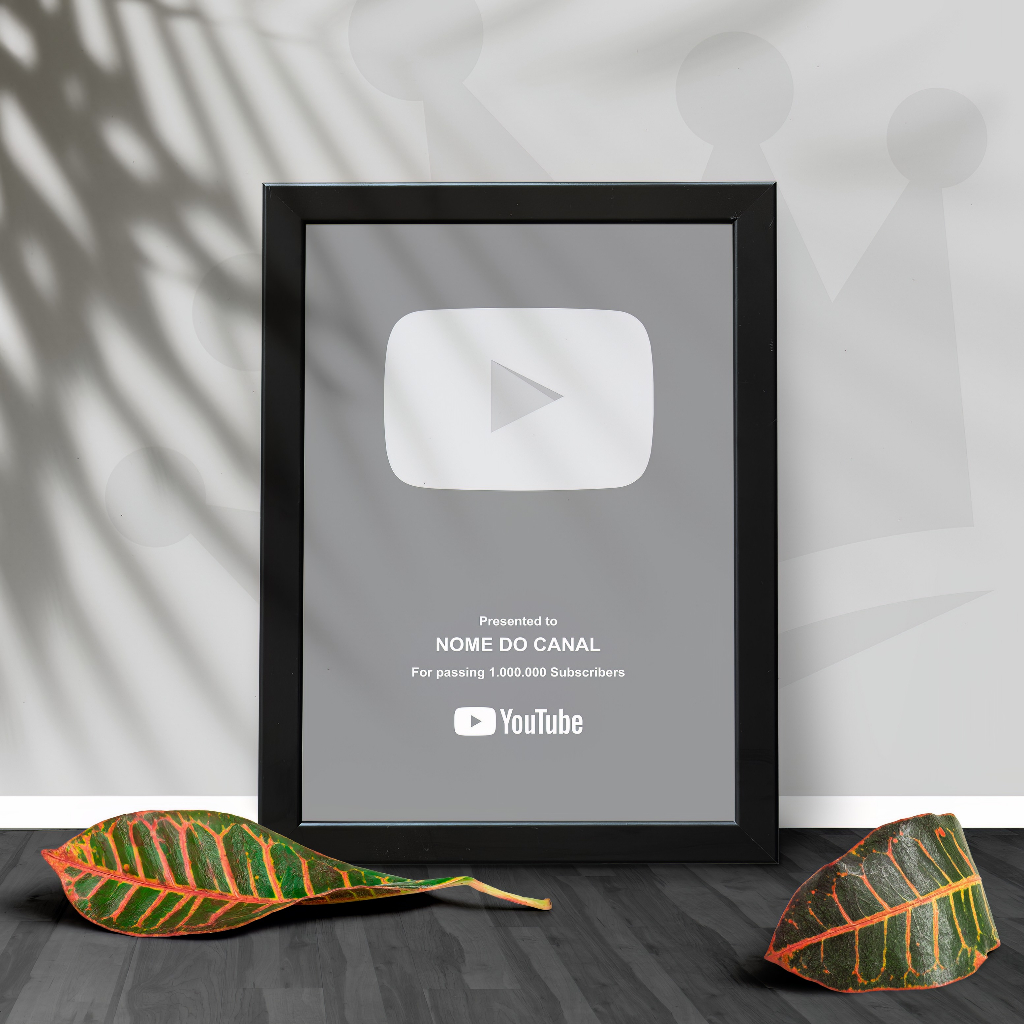 Quadro Moldurado Placa Comemorativa de Inscritos Youtube Personalizado- Tamanho 33x45 cm - Redes ...