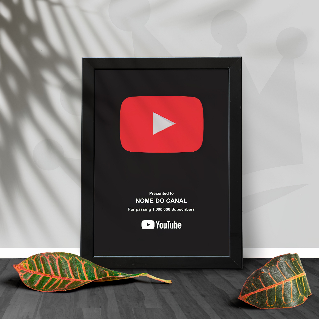 Quadro Placa Comemorativa de Inscritos Youtube Personalizado Tamanho ...