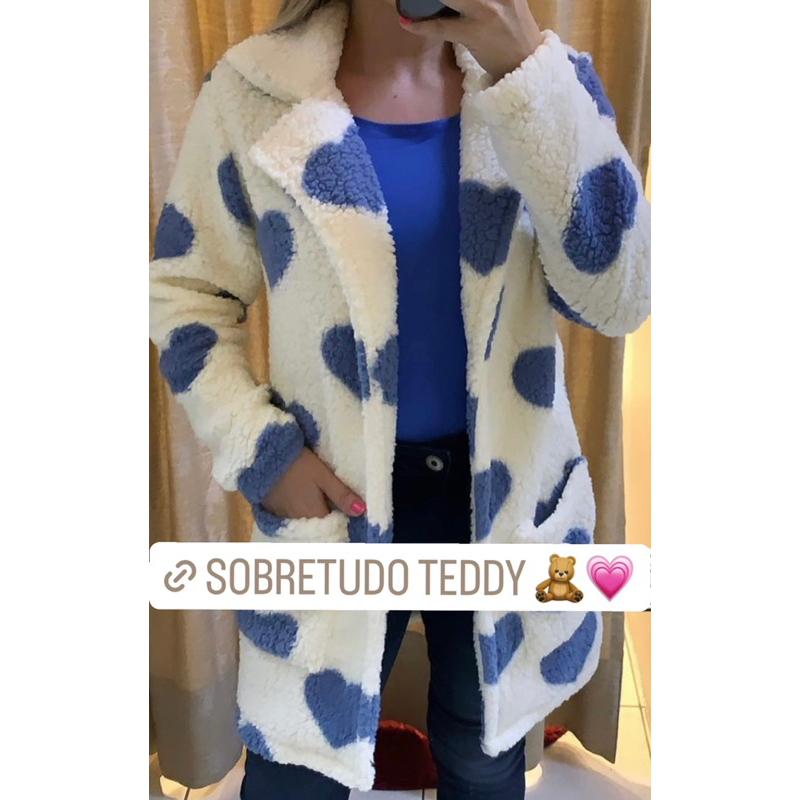 Casaco sobretudo teddy coração pelúcia de carneiro sherpa forrado ...
