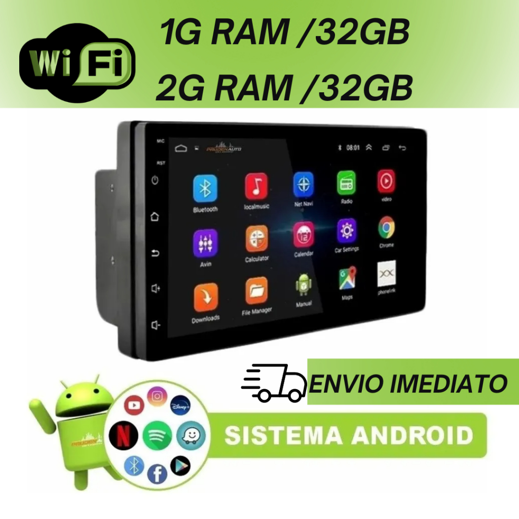 Central multimídia android 2 Din 7 pol Wifi Gps - Faz a Boa!