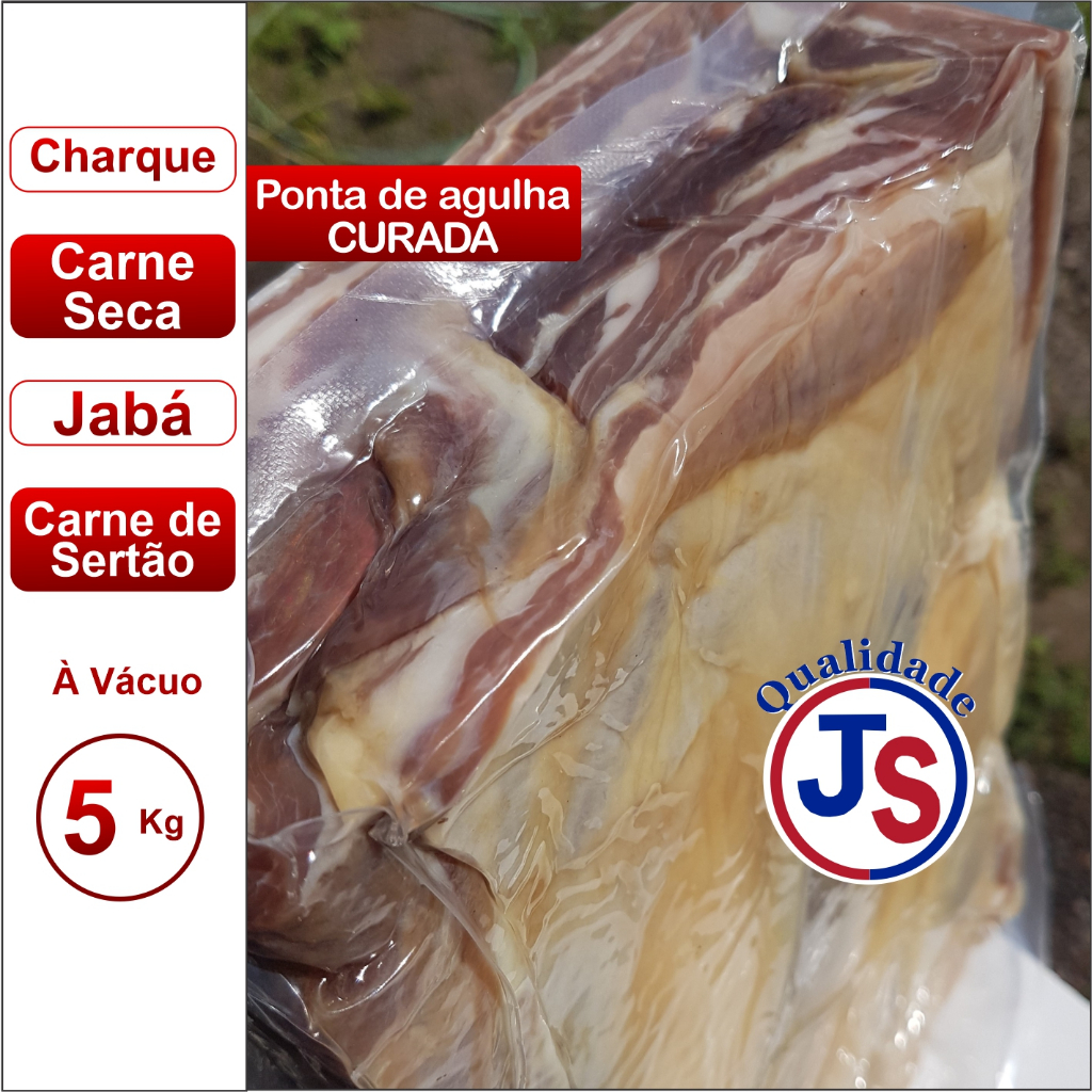 Charque JS 5kg Curada Carne de Sertão Jabá À Vácuo | Shopee Brasil
