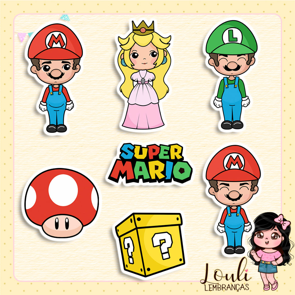 100 Apliques Super Mario Tag Super Mario 4cm | Shopee Brasil