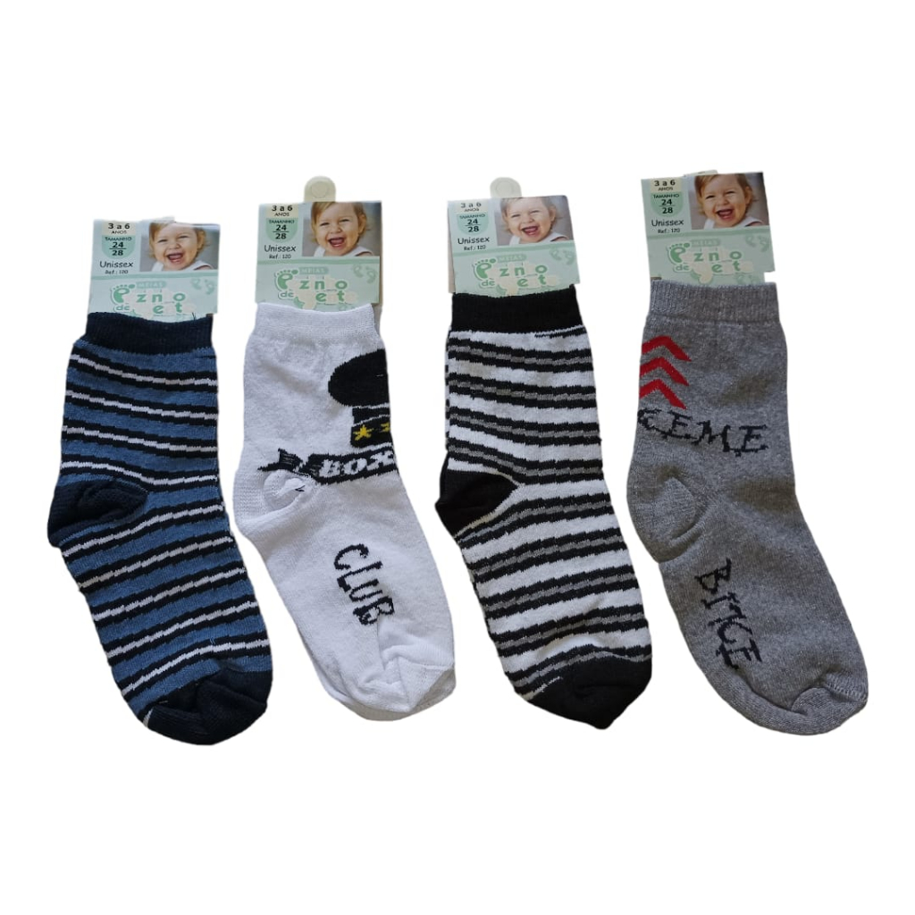 Meia Infantil Kit 12 Pares Masculino Meia Para Menino Criança ...