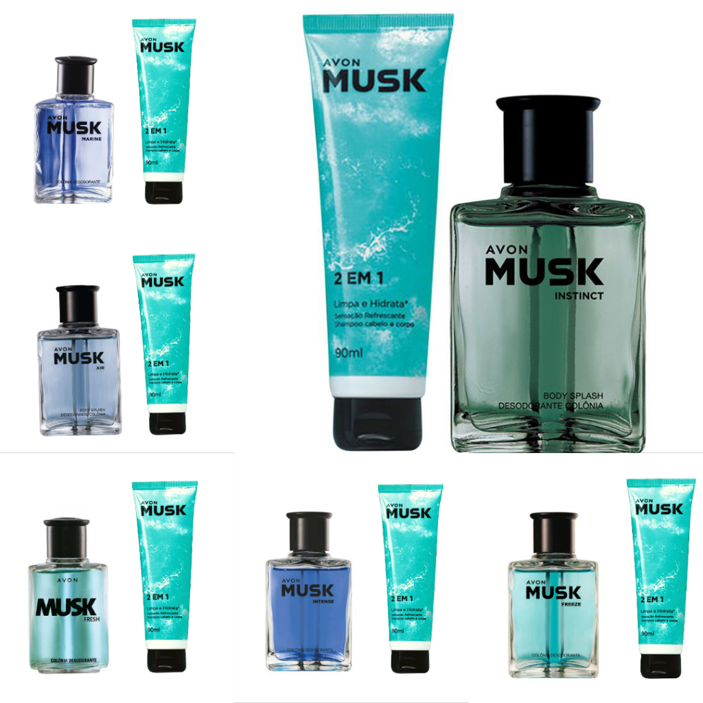 Kit Avon Musk 90ml + Musk Shampoo Cabelo e Corpo 90ml | Shopee Brasil