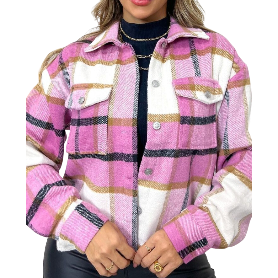 Jaqueta Blusa Frio Feminina Flanelada Estampa Casaco Xadrez Manga Longa Quadriculada Moda Gringa ...