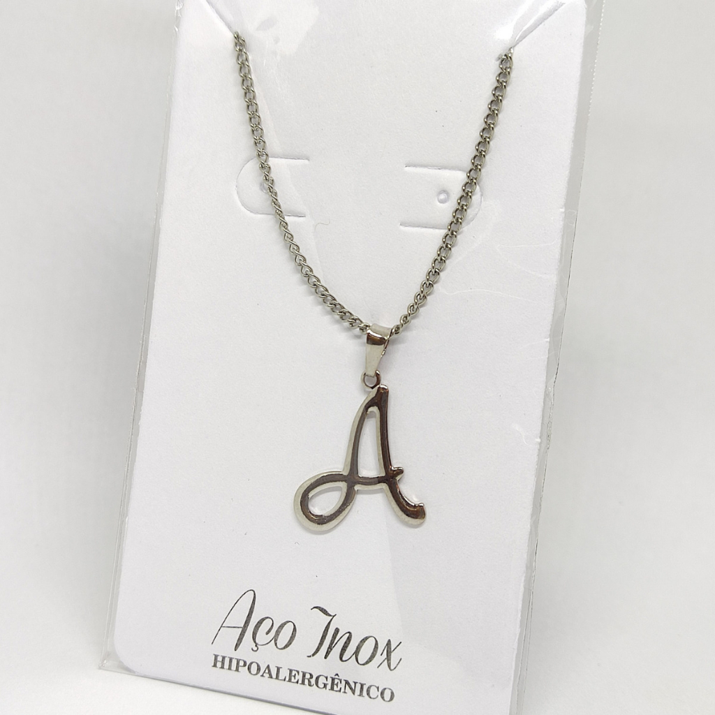 Colares de Letras Cordão Aço Inox Antialérgico Colar Letra Inicial do ...