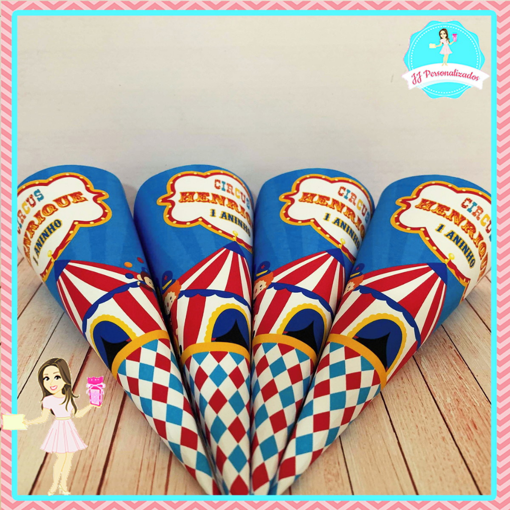 20 Cones para Guloseimas Lembrancinha Papelaria Circo Menino | Shopee Brasil