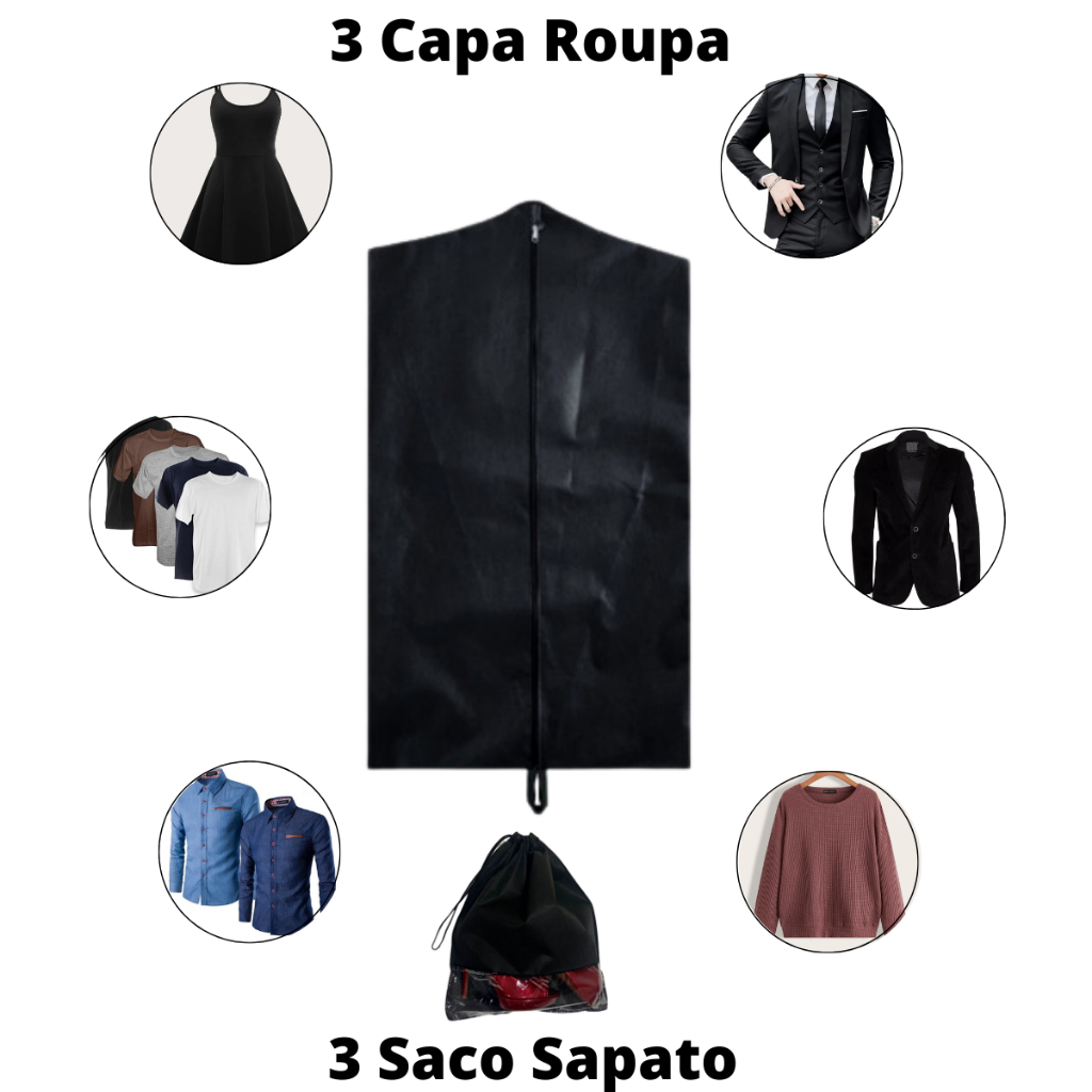 3 Capa Roupa e 3 Saco Sapato Combo | Shopee Brasil