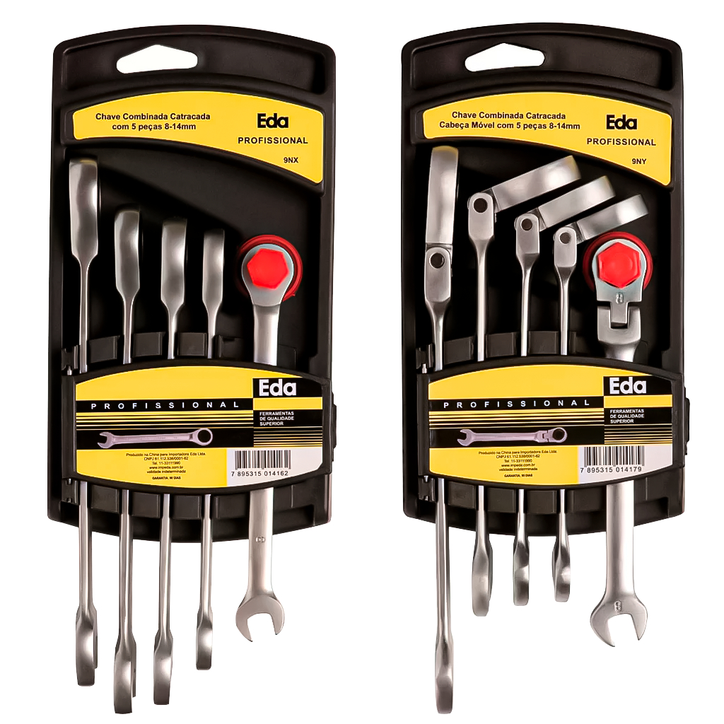 Kit Jogo Chave Combinada Com Catraca Fixa - Articulada 5 Peças 8-14mm ...