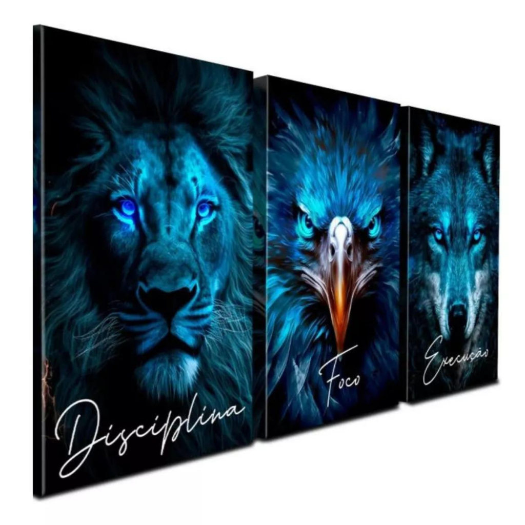 Quadros Decorativos Disciplina Execução Foco Leão Escritório | Shopee ...