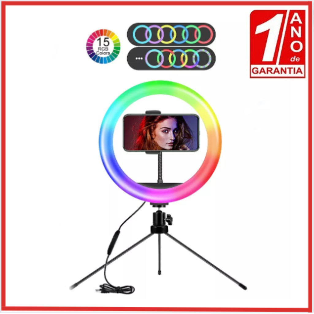 Ring Light 8 Polegada Colorida 20 Com Tripé De Mesa Youtuber | Shopee ...