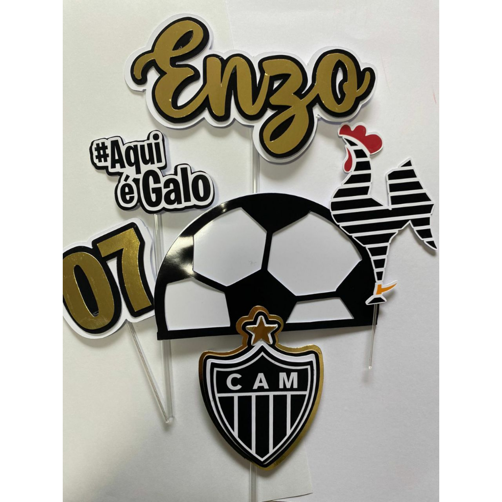 Topo de bolo Atlético Mineiro - Galo | Shopee Brasil